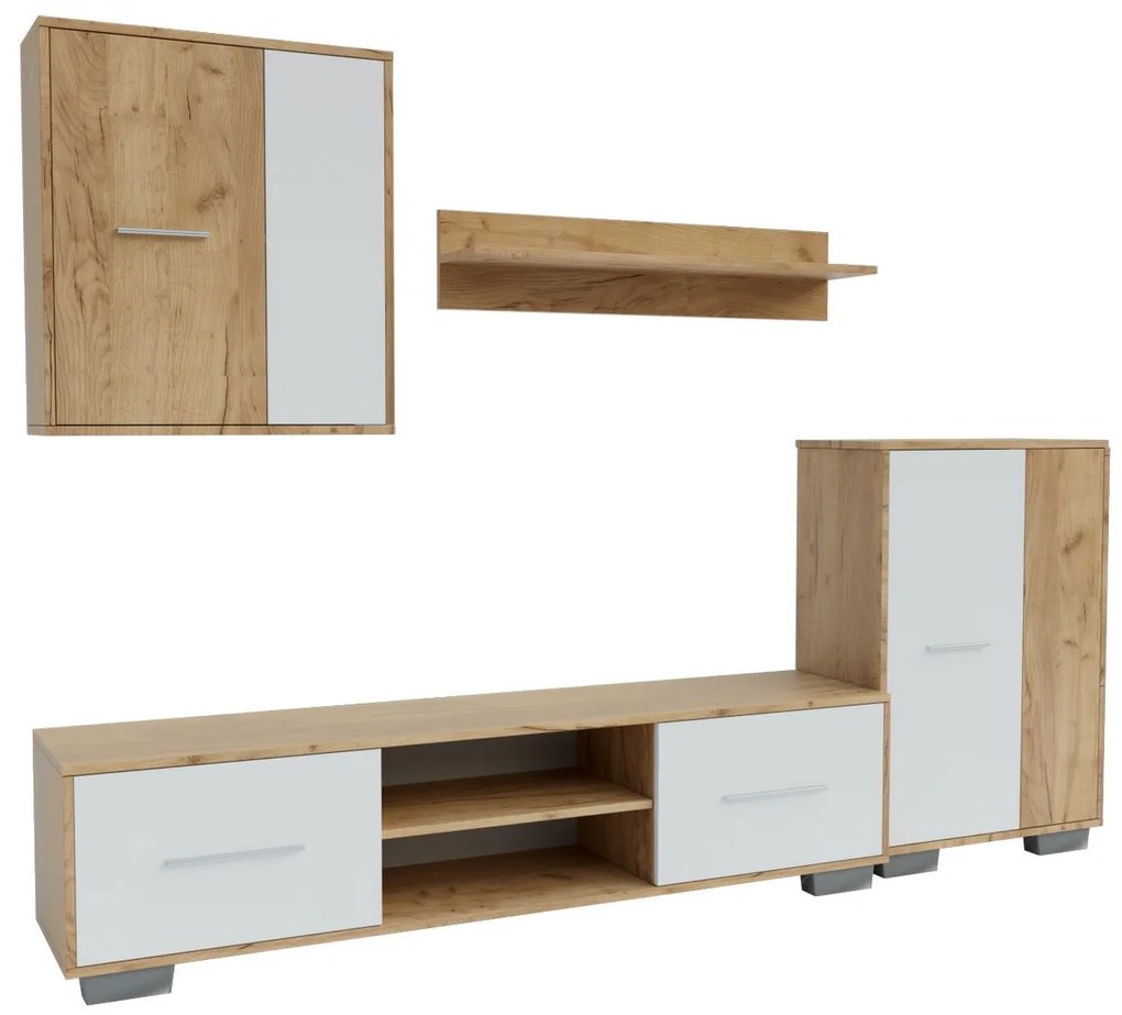 Casarredo Obývací stěna ZETA jasan zlatý/bílá