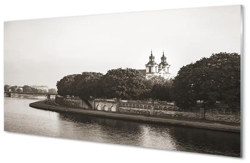 Obraz na skle Krakow River bridge 100x50 cm
