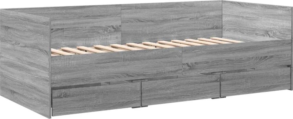 vidaXL Válenda se zásuvkami 90 x 190 cm kompozitní dřevo [3280830] Barva: kouřový dub