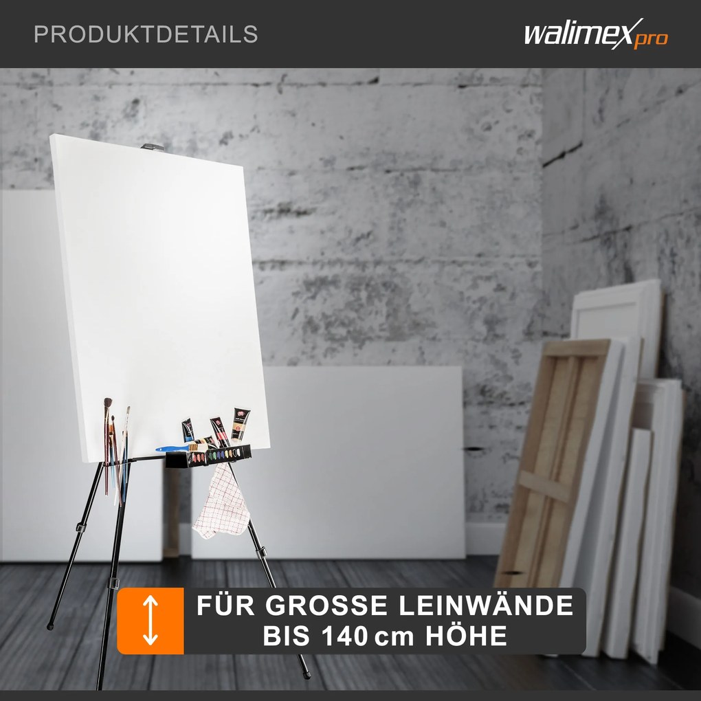 Malířský stojan Walimex pro – 60-180 cm, 140 cm, černá (1021453)