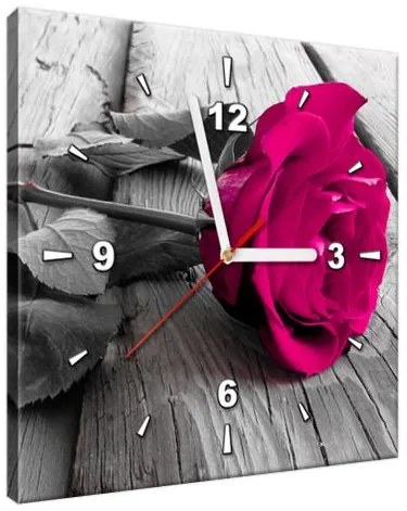 Tištěný obraz s hodinami Růžová růže 30x30cm ZP1141A_1AI