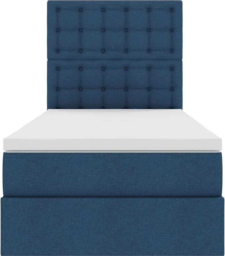 Postel s úložným prostorem a matrací Modrá 90 x 200 cm textil 3371885