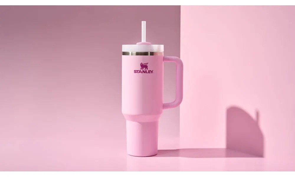 Růžová termoska s brčkem z nerezové oceli 1,18 l Quencher H2.0 FlowState Tumbler Cherry Blossom – Stanley