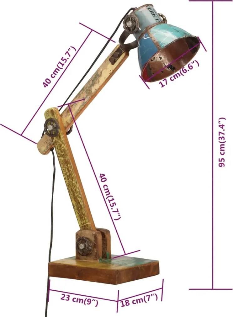vidaXL Industriální stolní lampa vícebarevná kulatá 23x18x95 cm E27 [344398]