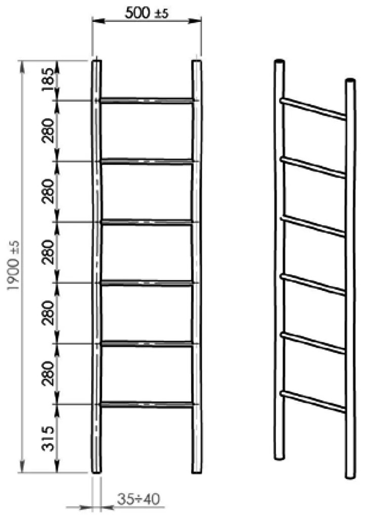 Gedy BAMBUS sušák ručníků 500x1900x40mm, bambus - 1031