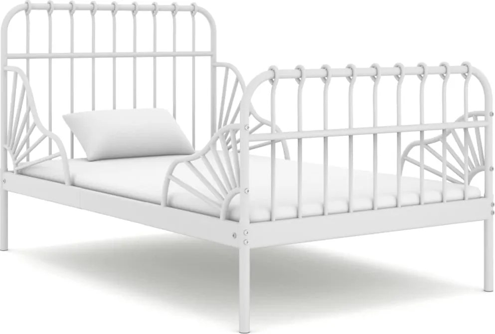 Prodloužitelný rám postele bílý kov 80 x 130/200 cm 324741