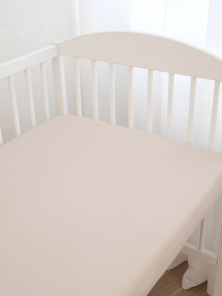 MK Lůžkoviny Jersey prostěradlo do postýlky s elastanem Deluxe 60 × 120 cm – přírodní