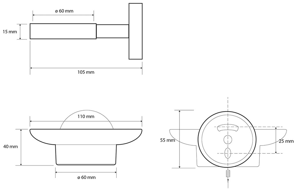 Sapho X-ROUND BLACK mýdlenka, mléčné sklo, černá mat - XR803B