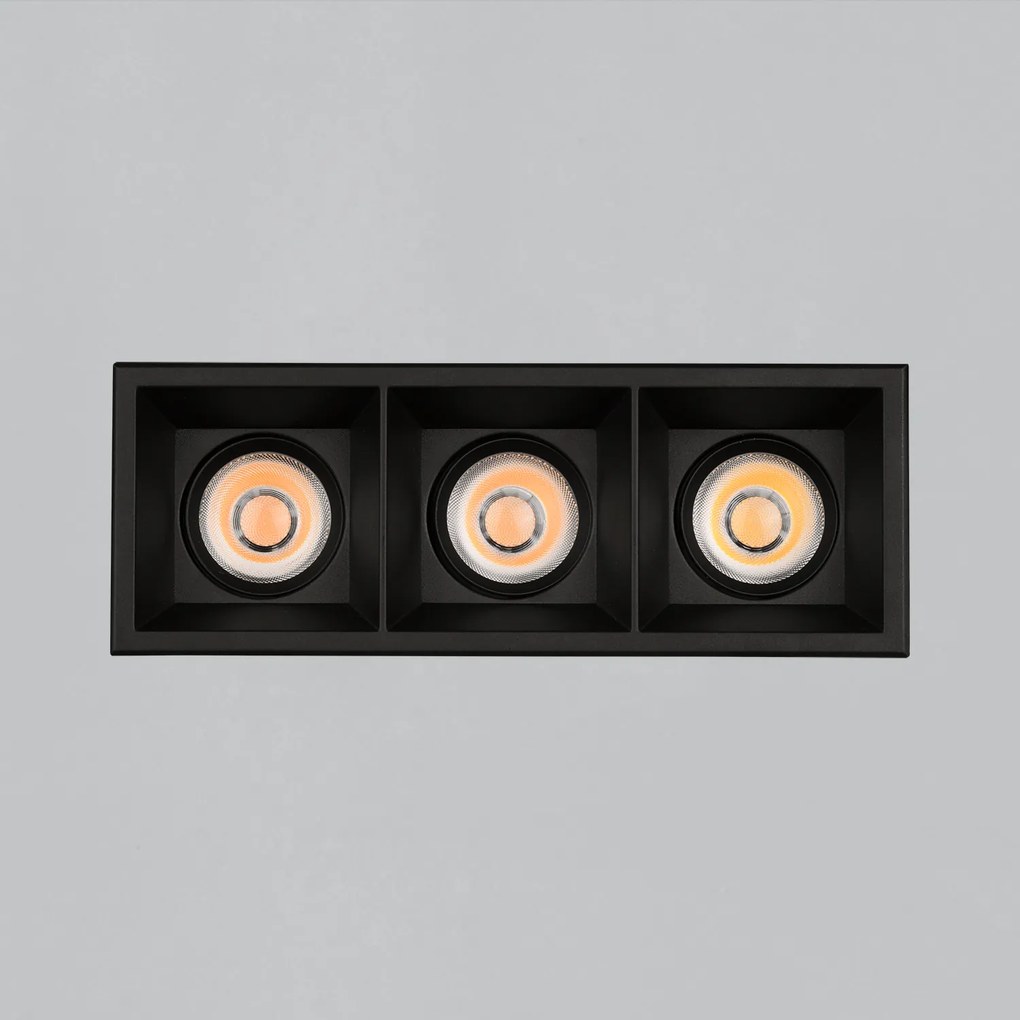 ACB Iluminacion Zapuštěné LED bodové svítidlo MOVE, š. 23 cm, 3x12W, CRI90 Barva: Černá, Teplota světla: 3000K - teplá bílá, Stmívání: DALI/PUSH