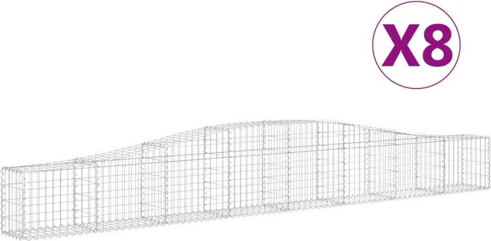 Klenuté gabionové koše 8 ks 400x30x40/60 cm pozinkované železo 3145793