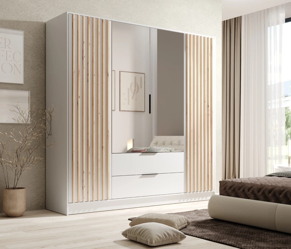 ADRK Furniture Skříň Neri 200 se zrcadly W-NER-200-W