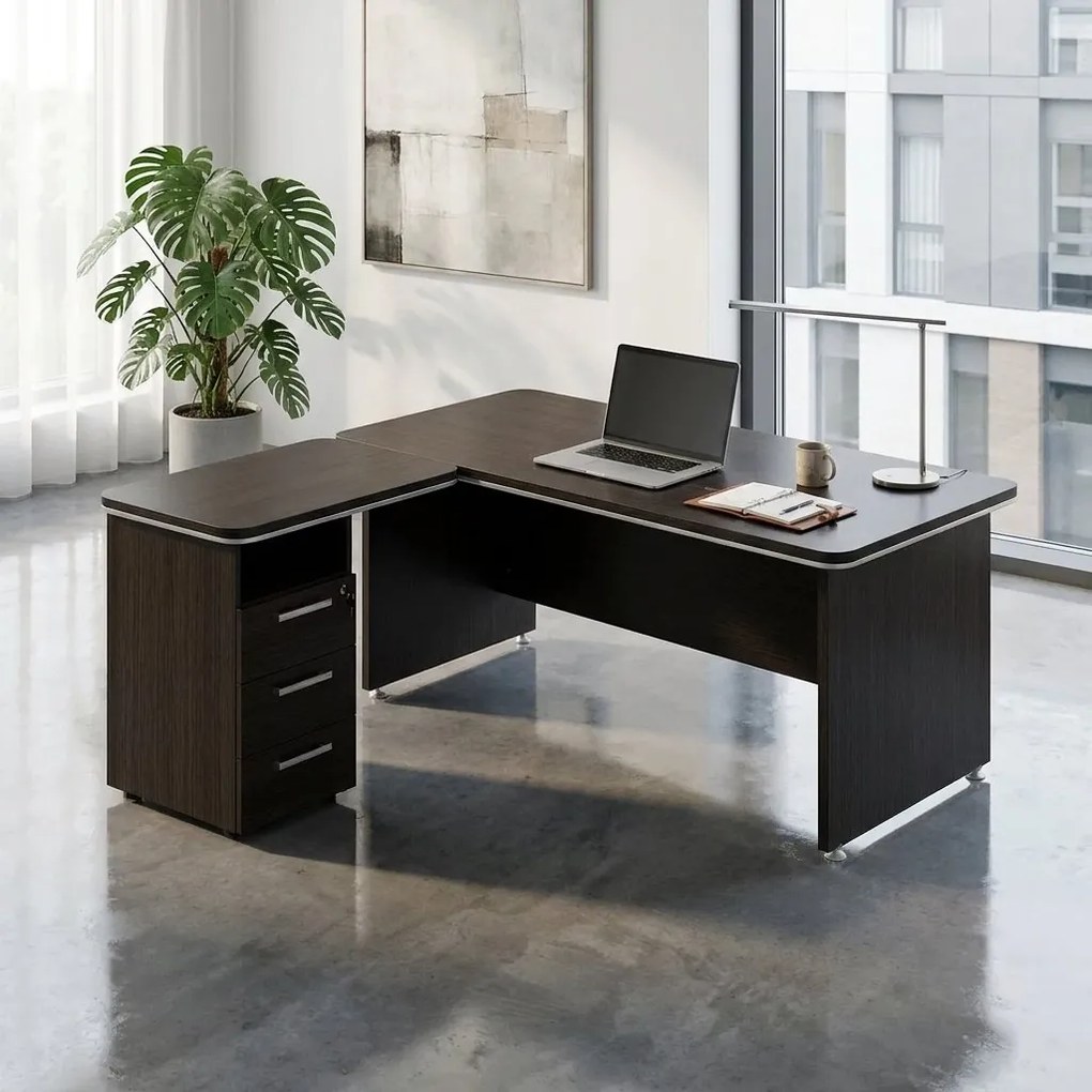 Přístavný kontejner TopOffice 90 x 55 cm, levý, wenge