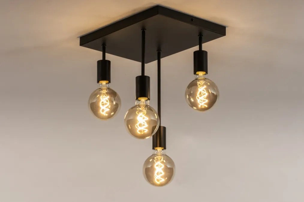 Stropní černé svítidlo do obýváku Flexform Quadro Bulb Accapulco