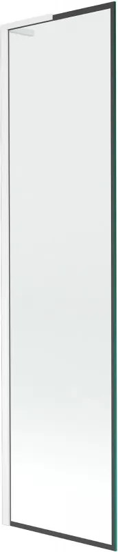 Mexen Next L, 1-křídlová vanová zástěna 50 x 150 cm, 6mm čiré sklo-černý vzor, bílý profil, 895-050-000-03-70-20