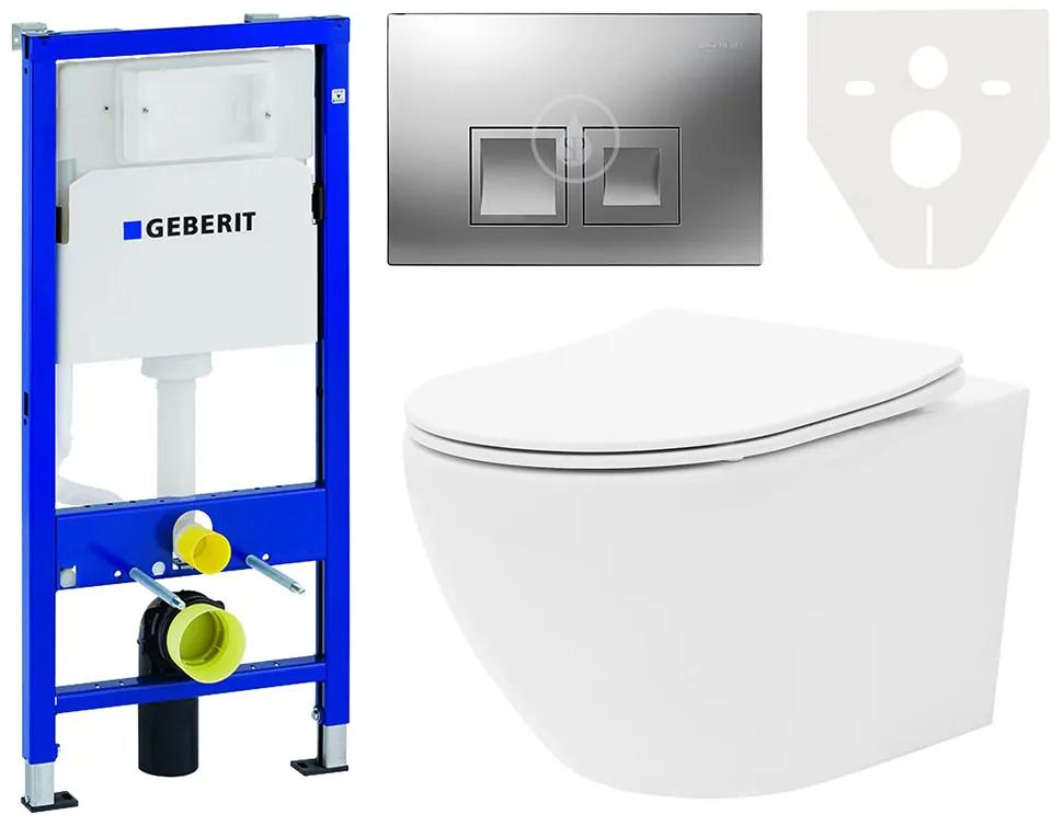 AKCE/SET/LIVERO Geberit - Modul pro závěsné WC DuofixBasic s tlačítkem Delta50, lesklý chrom + REA - Závěsná WC mísa Carlo Flat Mini