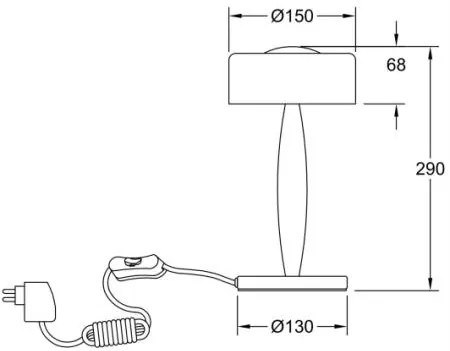 Fabas luce Fabas Elea, dotyková stolní lampa mosaz/dřevo/bílé sklo, 8W LED 3000K, výška 29cm