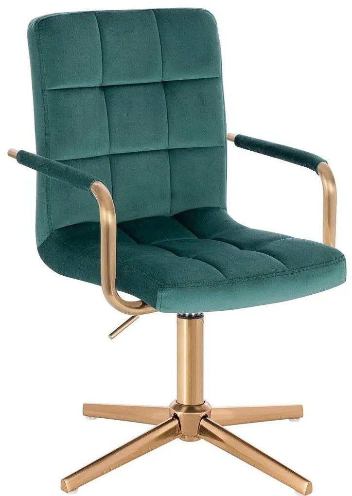 LuxuryForm DESIGN Otočná židle VERONA GOLD VELUR na zlatém kříži - zelená