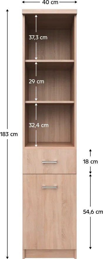 Regál otevřený 1D1S, dub sonoma, univerzální, TOPTY TYP 33