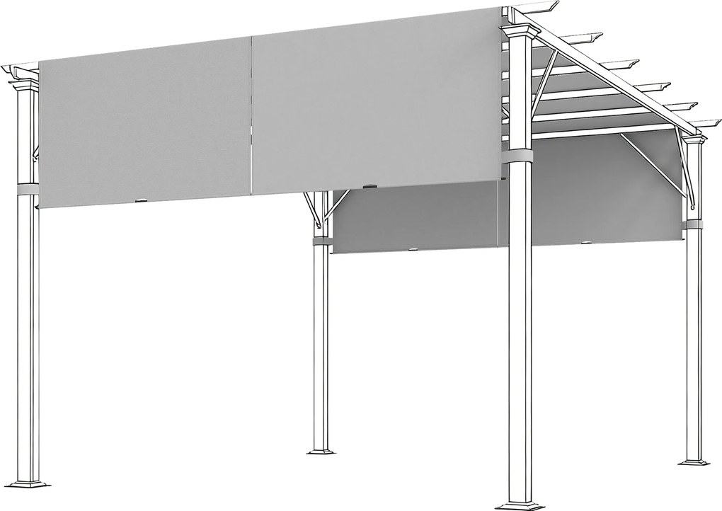 Náhradní střecha na pergolu s UV ochranou, markýza na zastřešení terasy pro pavilon 3 x 3 m, světle šedá