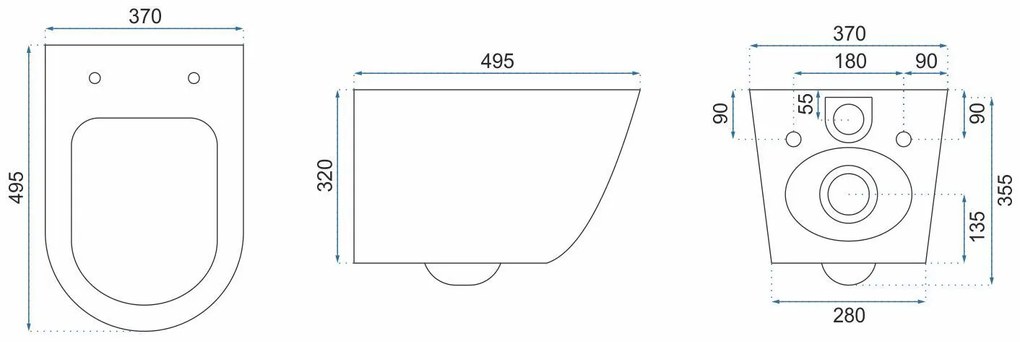 Rea Carlos Nature Marble, závěsná WC mísa Rimless 495x370x355 mm, imitace kamene, REA-C6606
