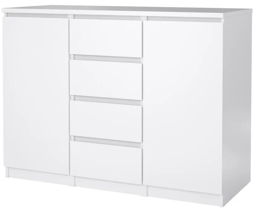 Komoda Simplicity 121 x 50 x 91 cm, bílý lesk
