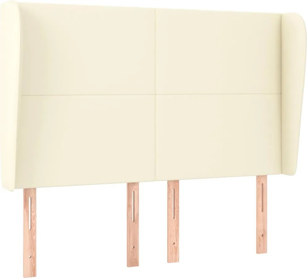Čelo postele typu ušák krémové 147 x 23 x 118/128 cm umělá kůže 3117768