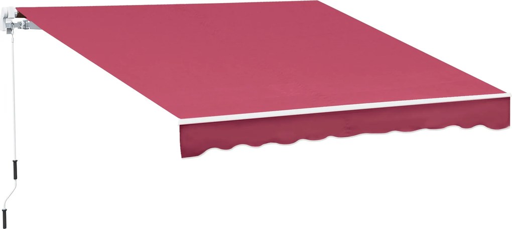 Outsunny Ruční Markýza s Odkapávacími Rameny pro Dveře a Okna, Hliník a Polyester Odolný vůči UV, 3x2.5m, Tmavě červená | Aosom