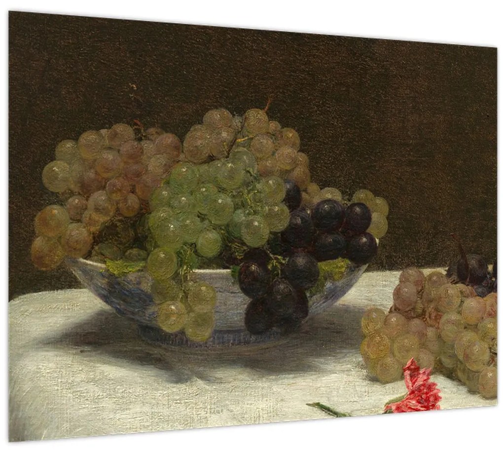 Obraz - Henri Fantin-Latour, Still Life with Grapes and a Carnation, reprodukce (70x50 cm)