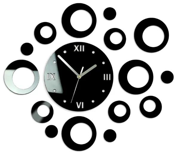 M.Clock Nástěnné akrylové hodiny 55x47cm kruhy různé barvy Barva: černá