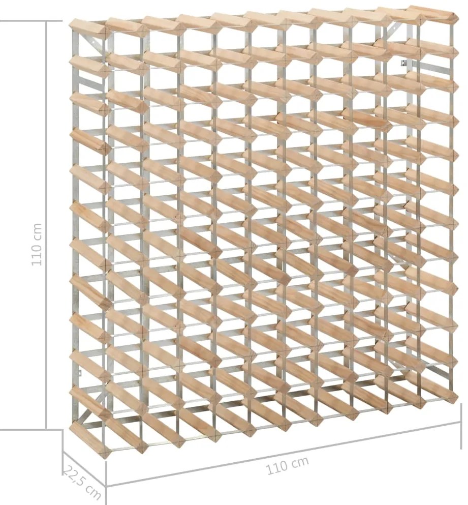 vidaXL Marketos Stojan na víno na 120 lahví masivní borové dřevo