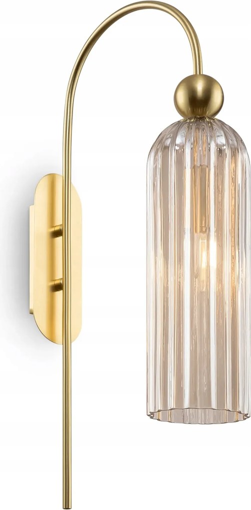 Nástěnná lampa zlatá s koňakovým skleněným glamour stínítkem Maytoni