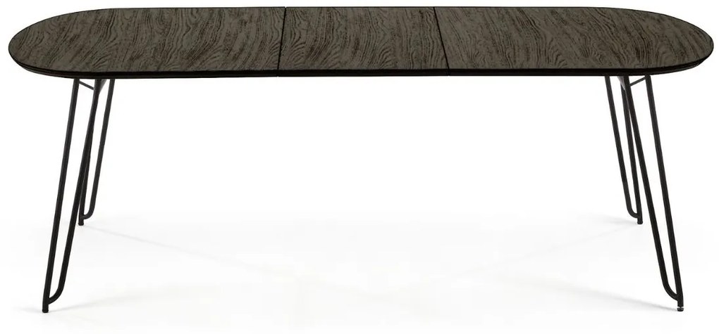 OnaDnes -20% Černý jasanový rozkládací stůl Kave Home Milian 170-320x100 cm