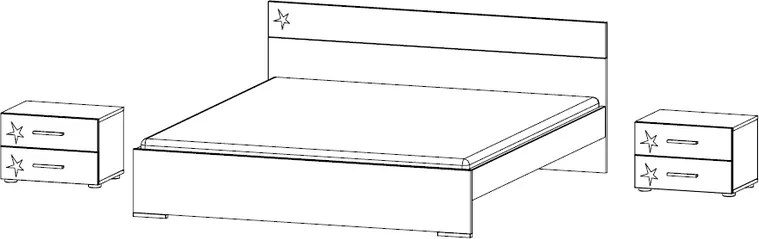 Postel s nočními stolky Lorca 180x200 cm, bílá/lesklá bílá