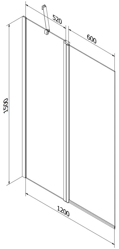 Mexen Flip, vanová zástěna 1-křídlová 120 x 150 cm, otočné křídlo, 6 mm čiré sklo, zlatý profil, 894-120-101-50-00