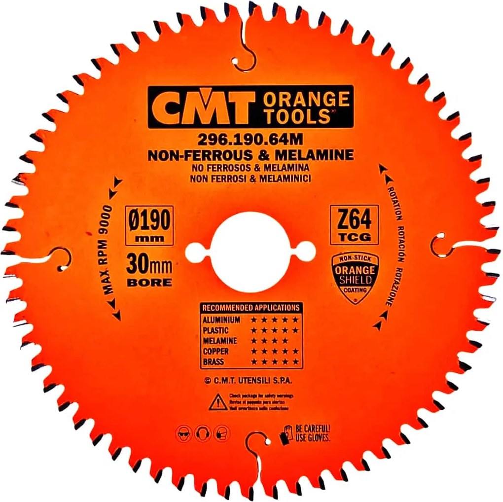 CMT Pilový kotouč na lamino, plast a neželezné kovy D190x2,8 d30 Z64 HM