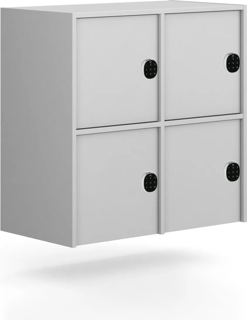Nástavba pro skříně FRAME, 4x dveře, 872 x 450 x 854 mm, kódový zámek, šedá