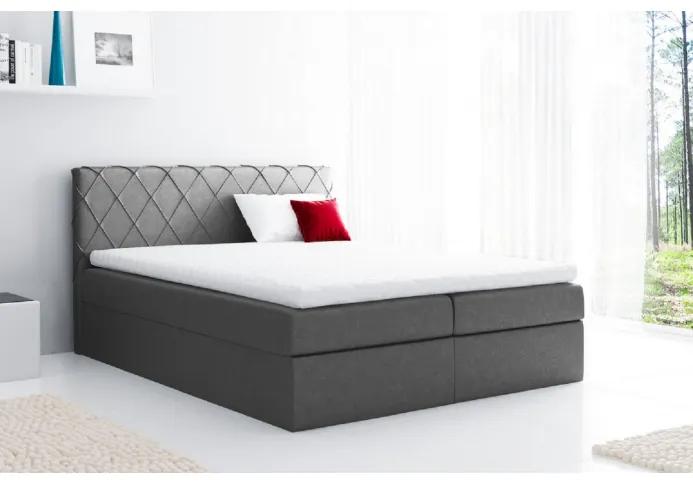 Pohodlná čalouněná postel Perez 180x200, šedá + TOPPER