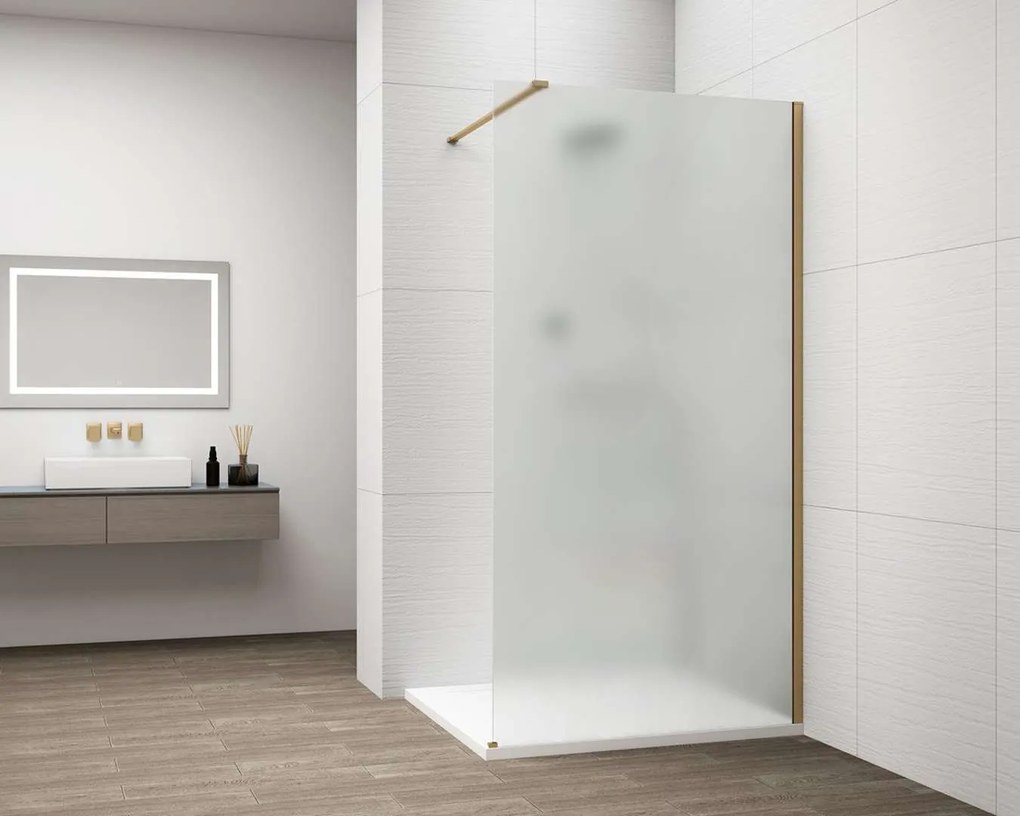 Polysan Esca - Sprchová stěna Walk-In 90x210 cm, Antidrop, matné sklo/matná zlatá ES1190-04