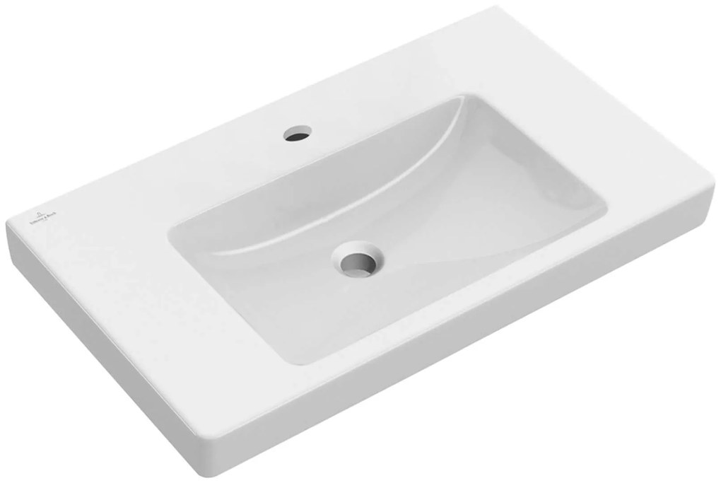 Villeroy & Boch Subway 2.0 - Umyvadlo nábytkové 80x47 cm, s přepadem, otvor pro baterii, CeramicPlus, alpská bílá 717580R1