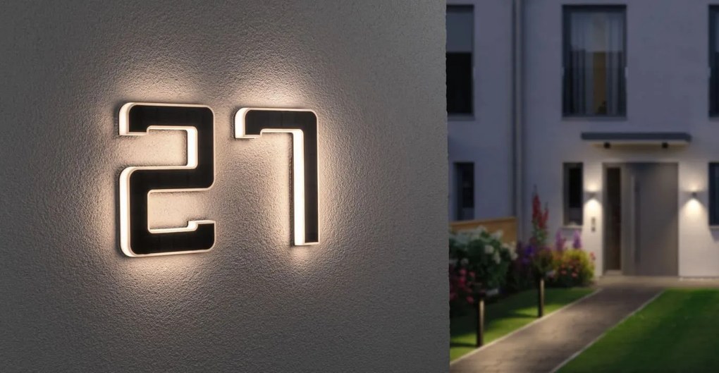 P 79847 Venkovní solární domovní číslo 6 IP44 3.000K 0,2W nabíjecí baterie výměnná - PAULMANN