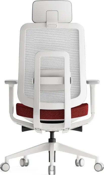 Kancelářská ergonomická židle K42 WHITE SP – síťovaná/ čalouněná, červená