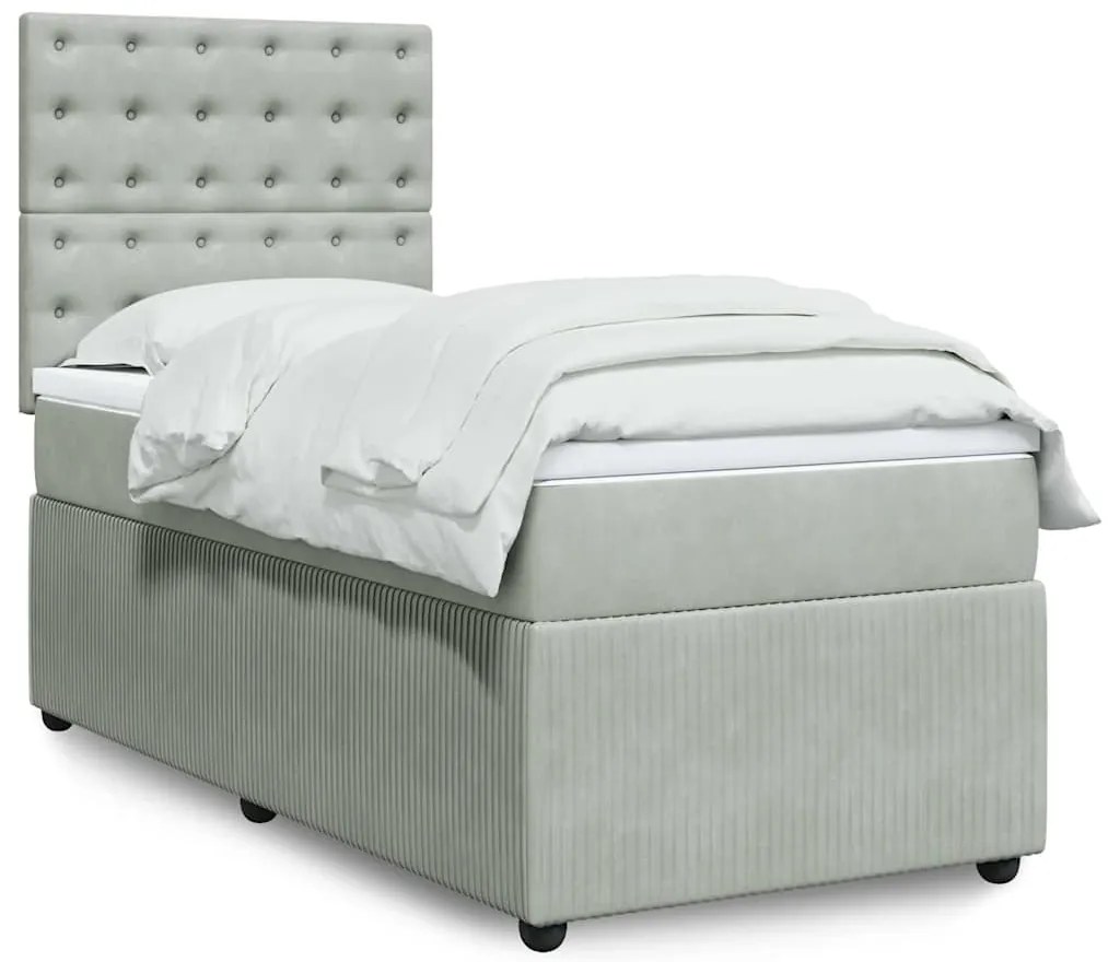 Box spring postel s matrací světle šedá 100x200 cm samet 3292274