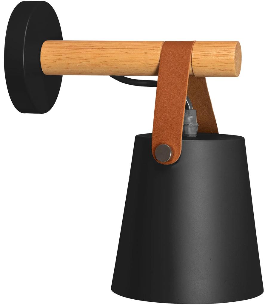 Toolight - Kovová nástěnná lampa s černým páskem 1xE27 60W APP466-1W, černá-hnědá, OSW-00902