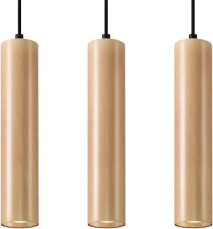 Závěsné svítidlo SOLLUX Lino 3 GU10 3x40W bez zdroje přírodní dřevo SL.0638