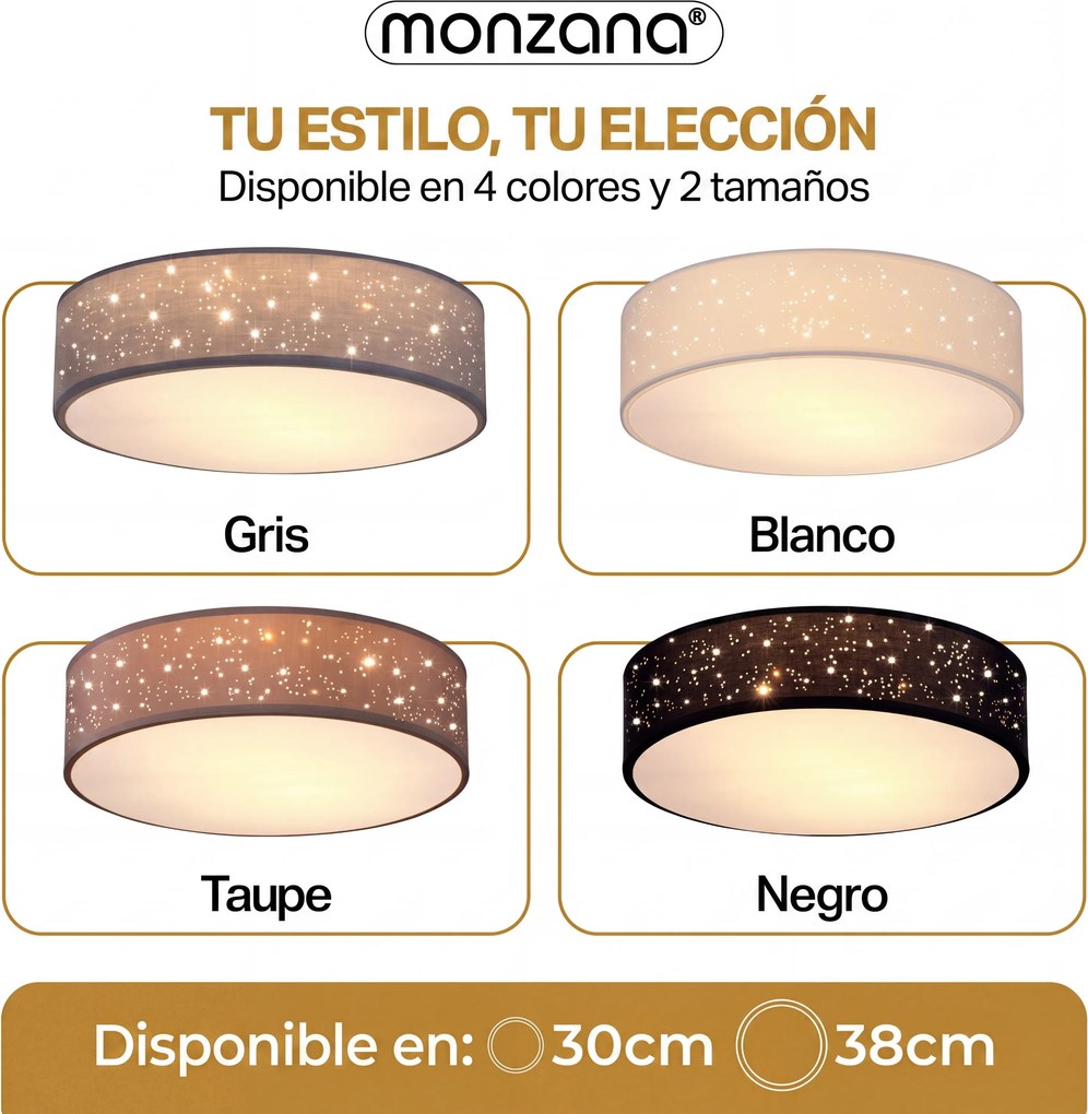 Stropní svítidlo bílý textil Ø38cm hvězdná obloha