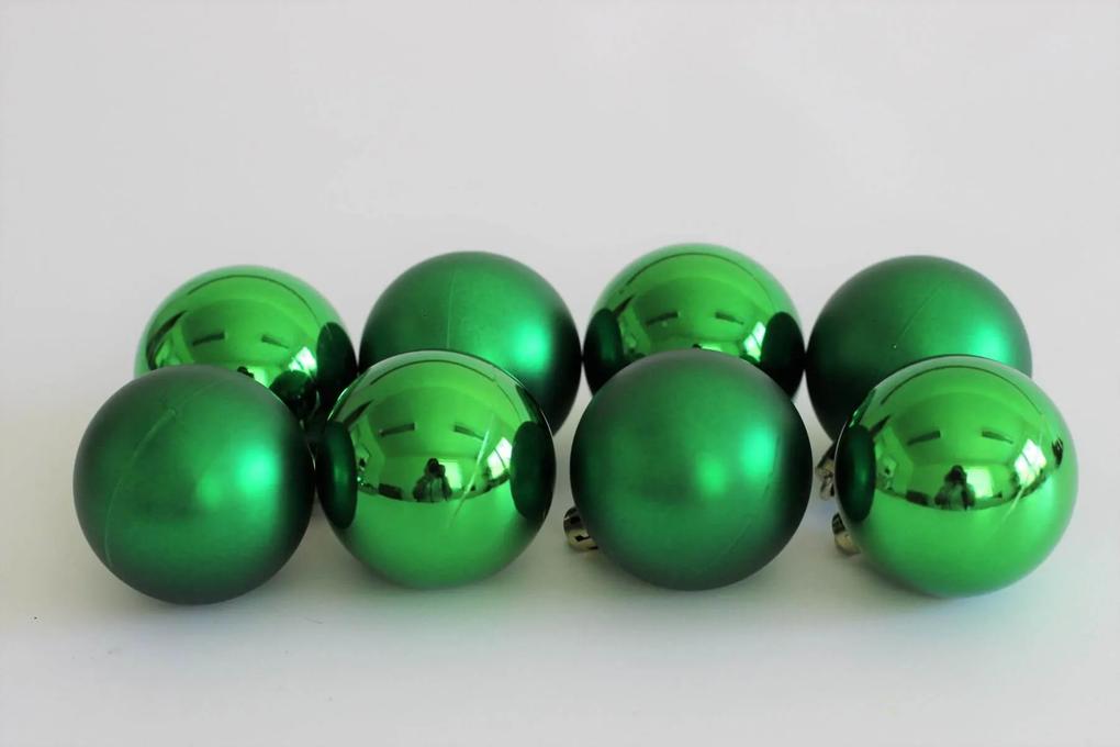 Zelené plastové vánoční koule 8cm 8ks
