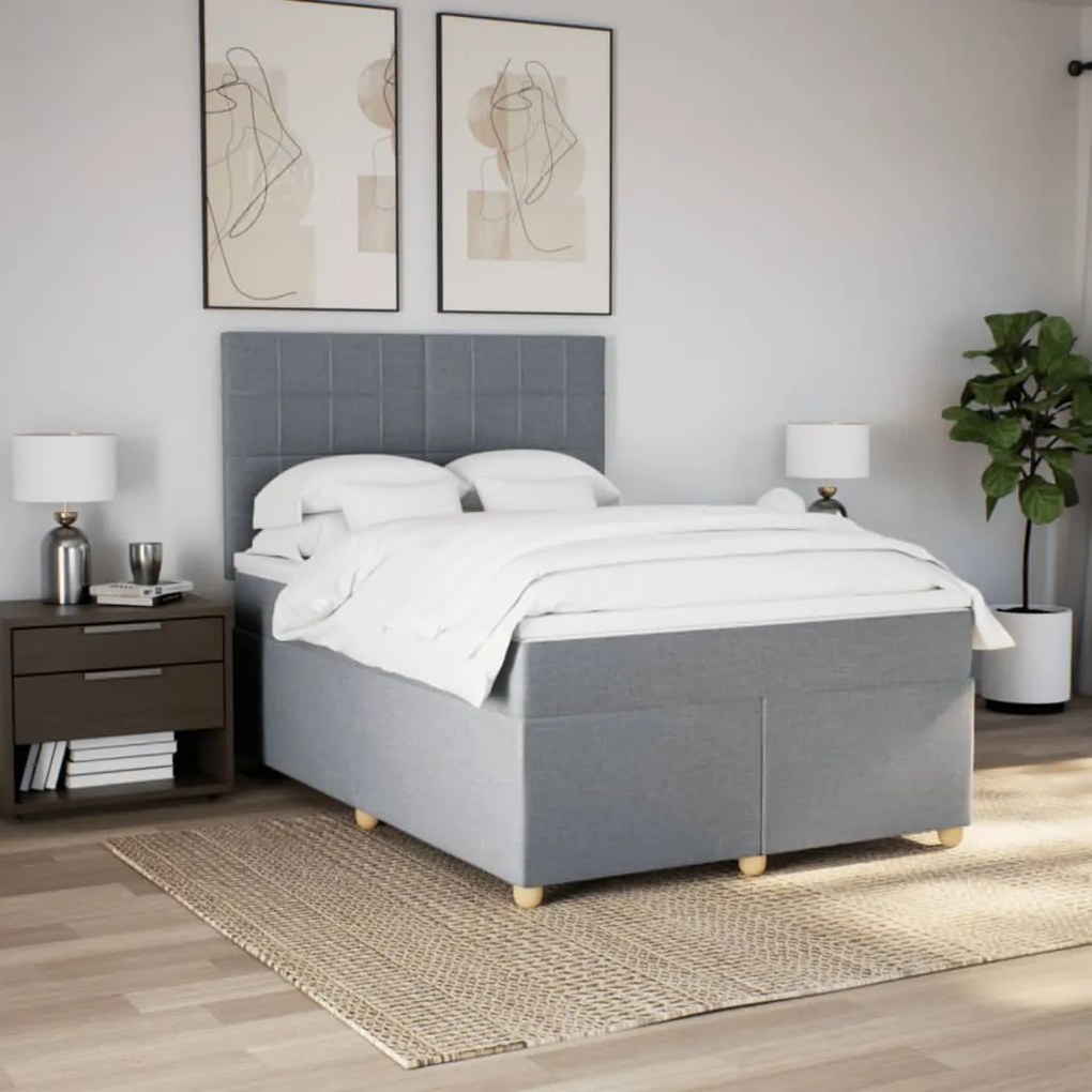 Box spring postel s matrací světle šedá 140 x 200 cm textil 3293603