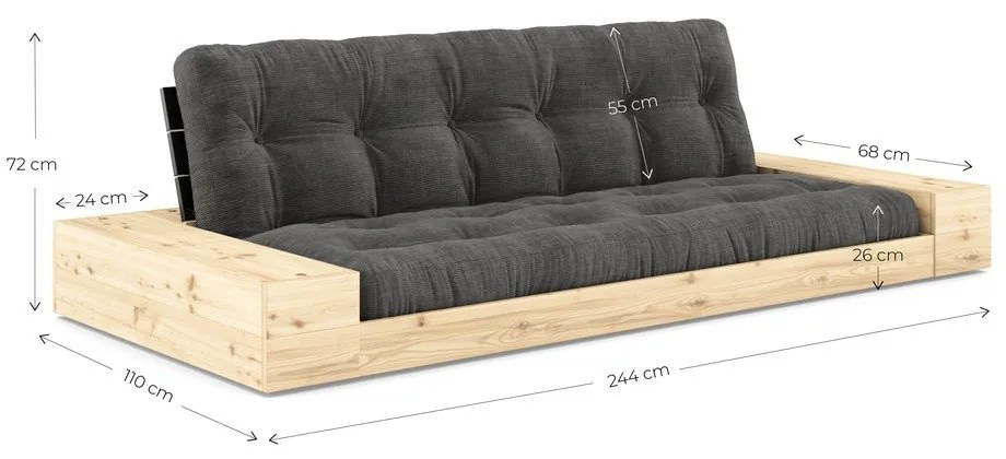 Rozkládací pohovka v cihlové barvě 244 cm Base – Karup Design