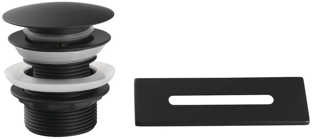 Aqualine - Set vanové výpusti a krytky přepadu, ClickClack, matná černá TF9005B