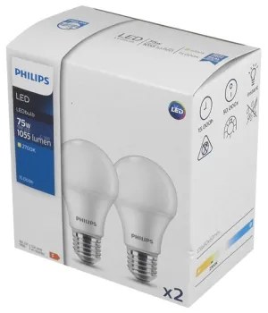 LED žárovky E27 Philips A60 10W (75W) teplá bílá (2700K) 2ks